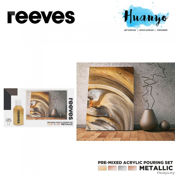 Reeves Pre-Mixed Acrylic Pouring Medium Painting Colour Set (Color Set ...