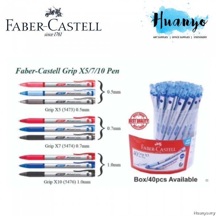 Faber-Castell Grip X5 X7 X10 Retractable Triangular Rubber Grip Ball ...