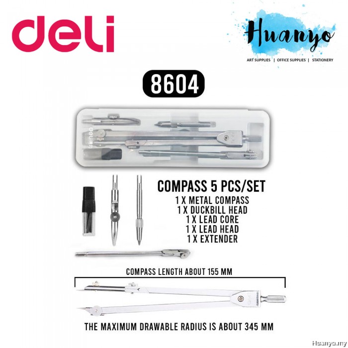 Deli Stainless Steel Bofa Compass Geometry Set (Model No. 8603 / 8604 ...