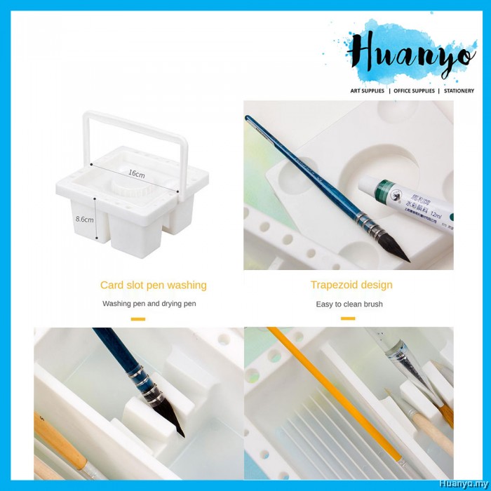 Artist Paint Brush Washing Basin Bucket Container with Brush Holder ...