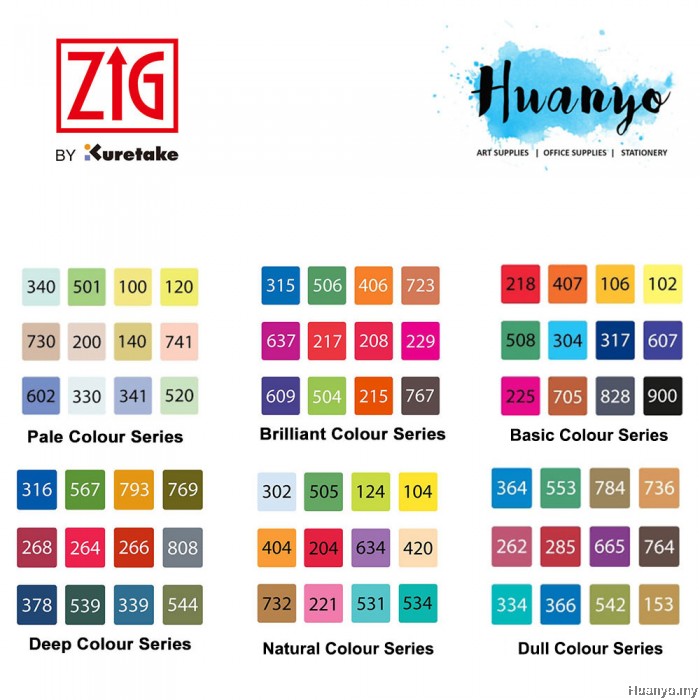 Zig Kurecolor Twin WS Colour Color Marker KC-3000 List 2/3 (Per PCS ...