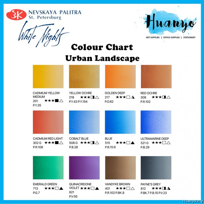 Nevskaya Palitra White Nights Water Colour Thematic Set - 12 Full Pans ...
