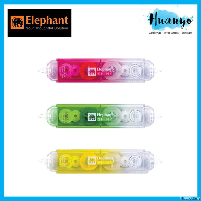 Elephant SHINY 2 in 1 Highlighter + Correction Tape 5M X 5MM (Pink ...