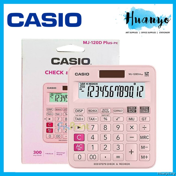 Casio MJ-120D Plus Calculator 12 Digit Check & Recheck 300 steps Mini ...