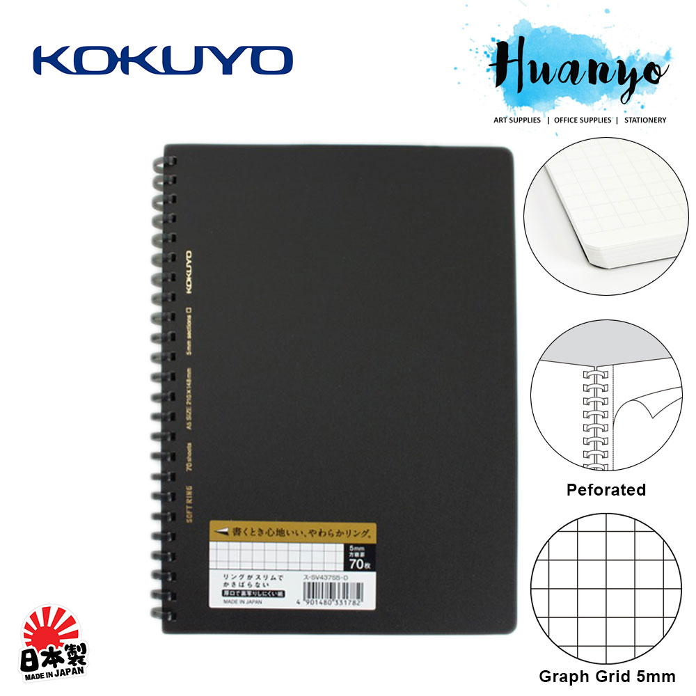KOKUYO Soft Ring 5mm Graph Grid Note Book A5 70gsm 70 sheets