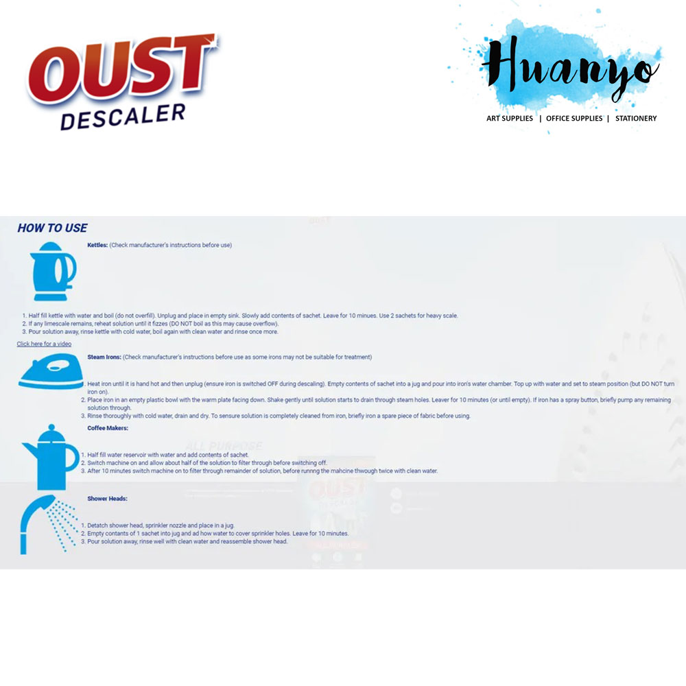 Oust All Purpose Limescale Removal Descaler (3 Sachets Pack) [For Small ...