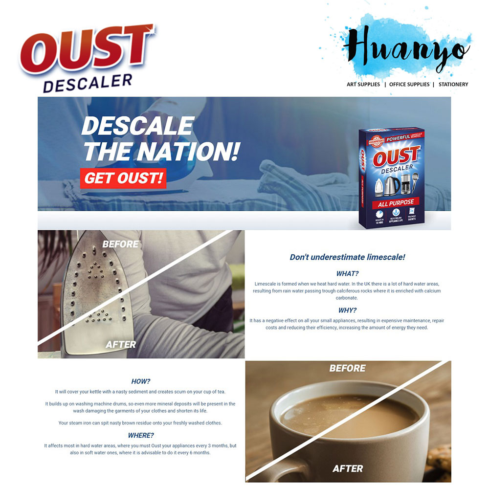 Oust All Purpose Limescale Removal Descaler (3 Sachets Pack) [For Small ...