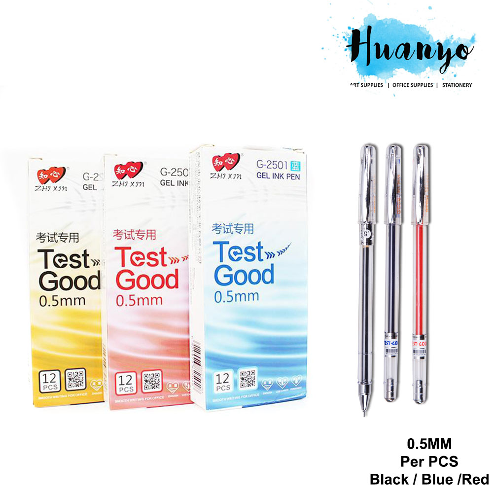 Zhi Xin Test Good Gel Pen 0.5mm Tip G-2501 (Black / Blue / Red) [Per ...