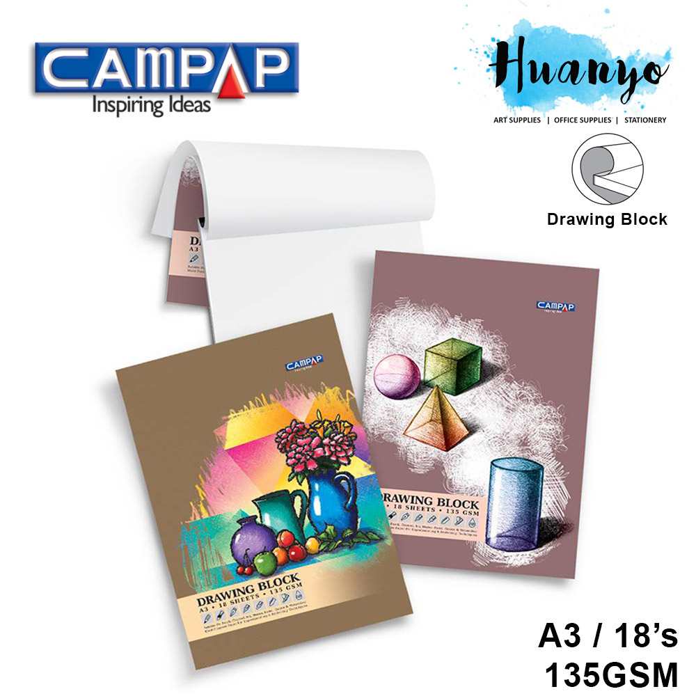 CAMPAP Premium Drawing Paper Pad Block A3 Size 18 Sheets (135GSM ...