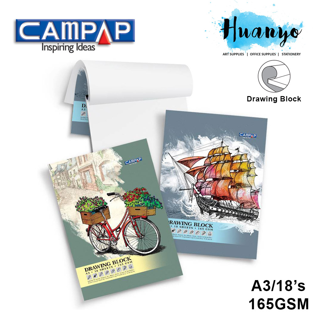 CAMPAP Premium Drawing Paper Pad Block A3 Size 18 Sheets (135GSM ...