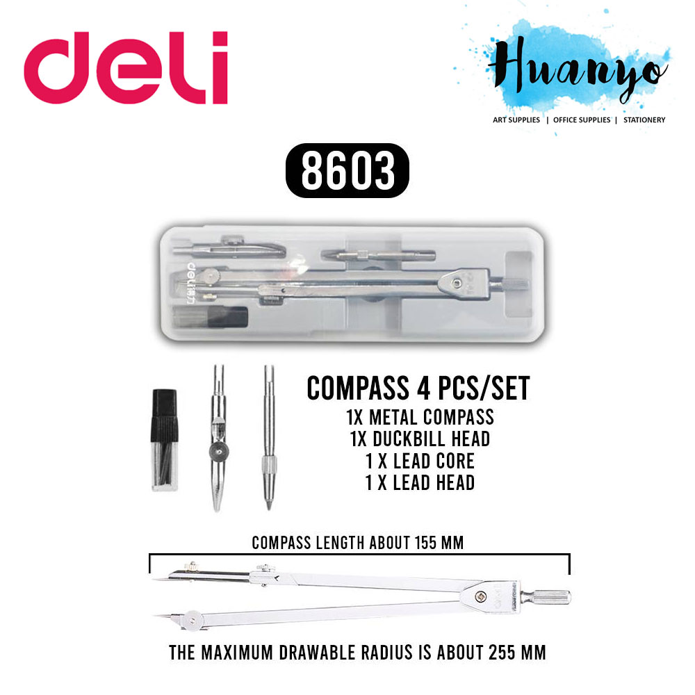 Deli Stainless Steel Bofa Compass Geometry Set (Model No. 8603 / 8604 ...