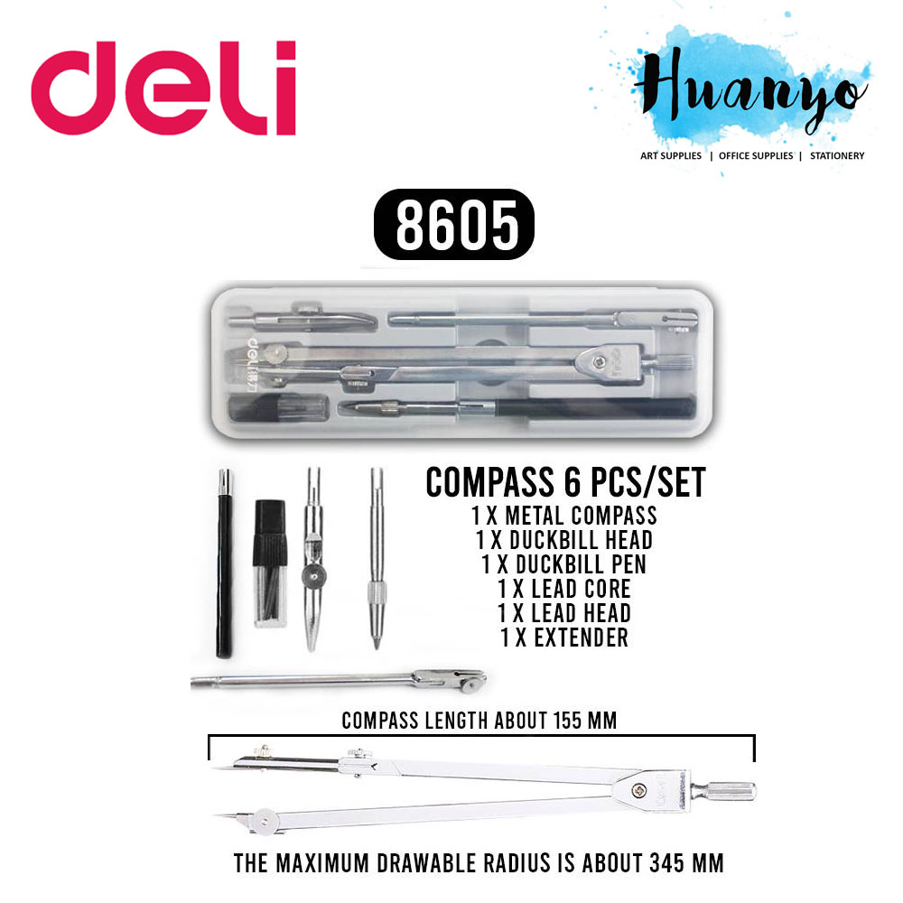 Deli Stainless Steel Bofa Compass Geometry Set (Model No. 8603 / 8604 ...