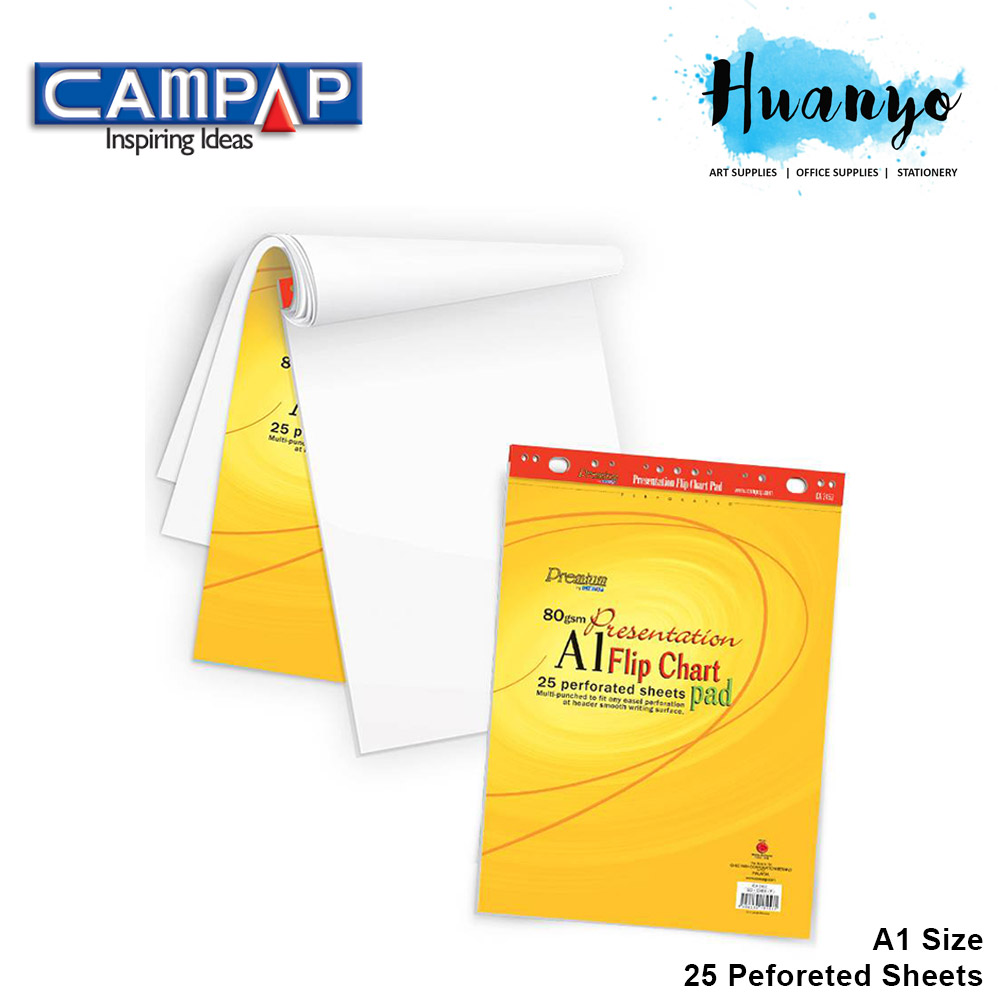 Campap Premium Presentation Flip Chart A1 Size (80gsm, 25 Sheet Pad)
