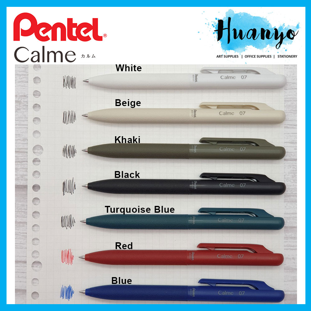 Pentel Calme Leather Grip Silent Click Retractable Ball Point Pen 0.7mm ...