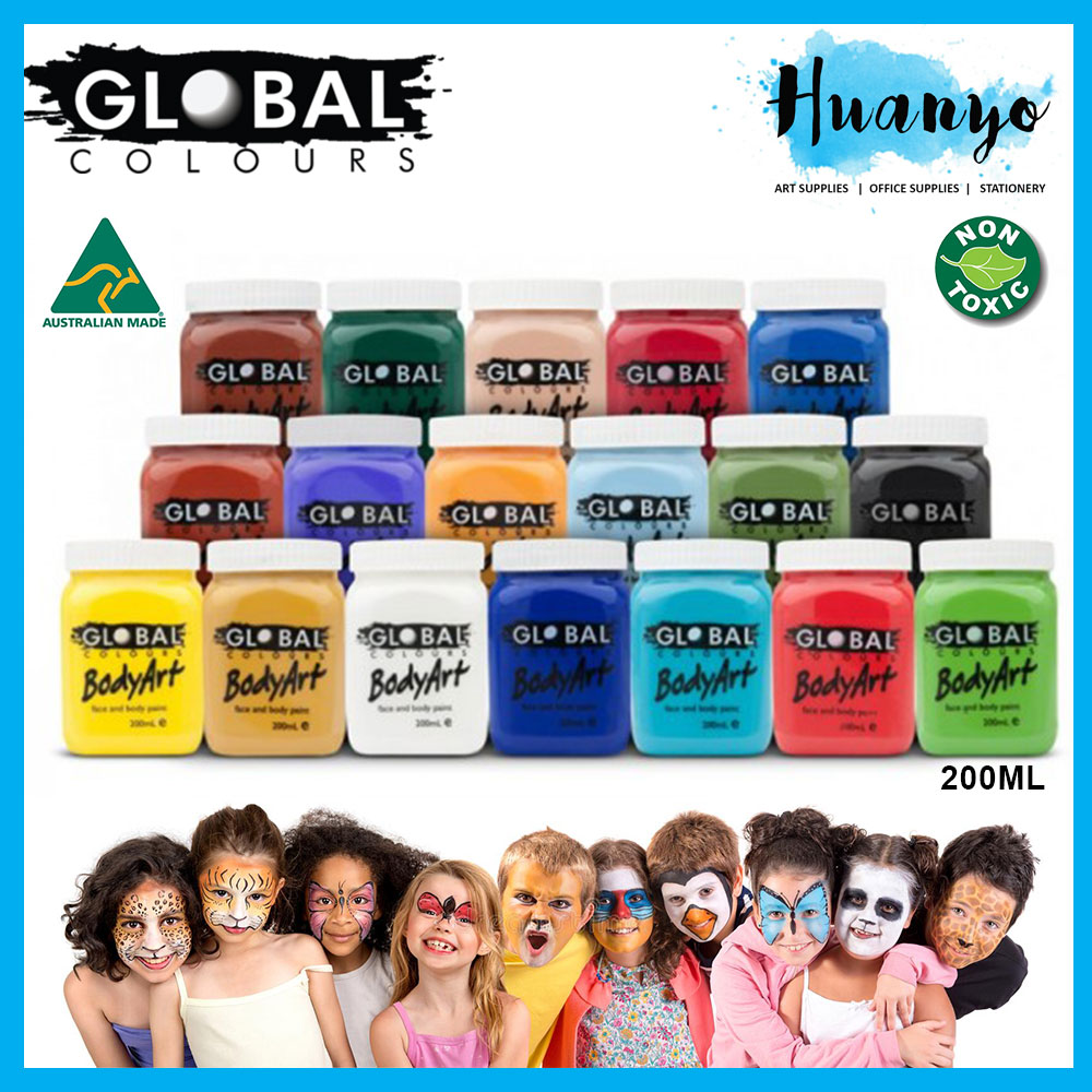 Global Colours Face and Body Paint (200ml, Large Bottle) [For Holloween ...
