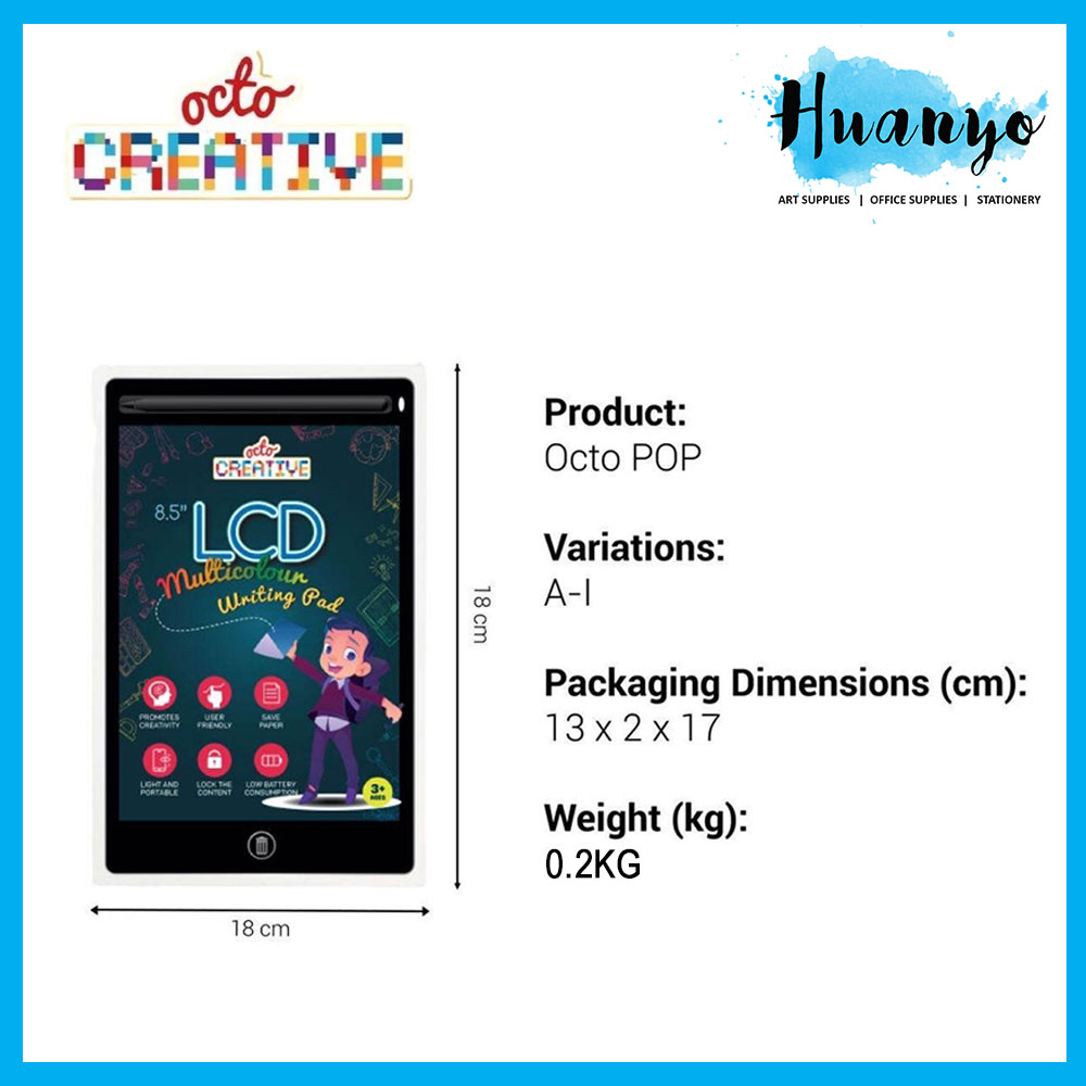 Octo Creative Multicolour LCD Writing Drawing Pad (8.5 Inch)