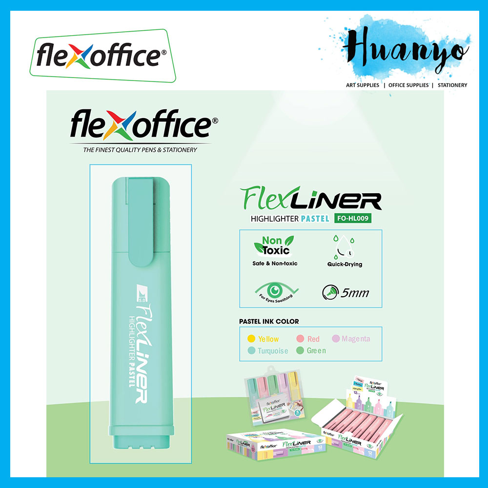 Flexoffice Halo Big Highlighter / Flexliner Highlighter Pastel per Pcs/Box FO-HL02/FO-HL009