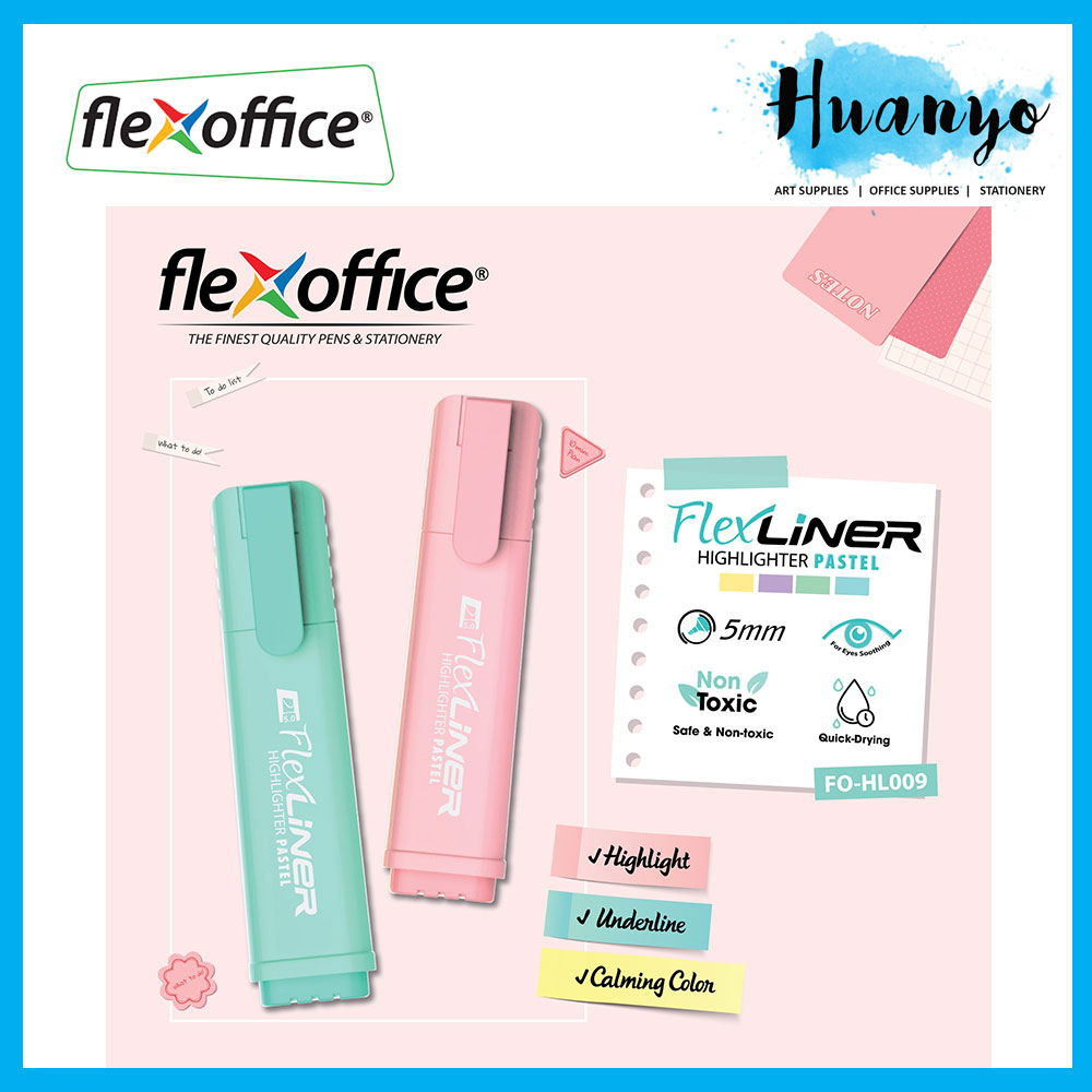 Flexoffice Halo Big Highlighter / Flexliner Highlighter Pastel per Pcs/Box FO-HL02/FO-HL009