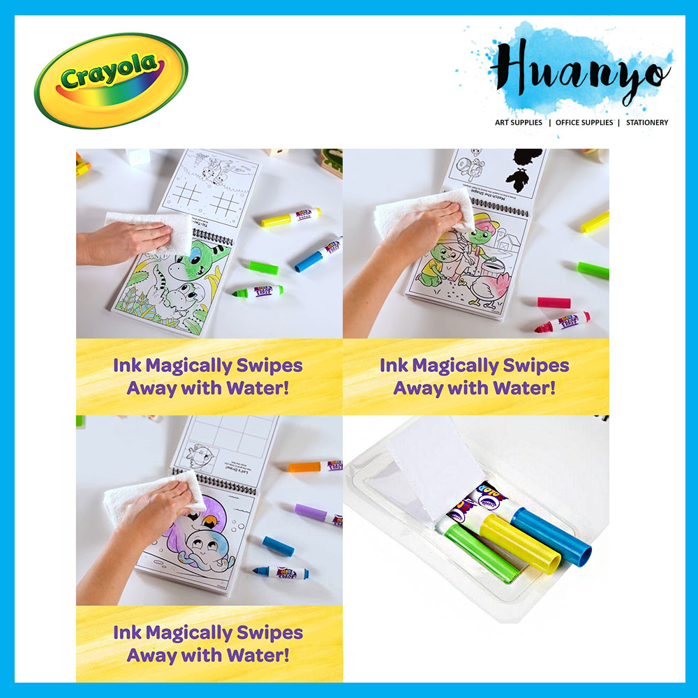Crayola Reusable Colouring Activity Book Pad With Markers Pen Non-Toxic ...