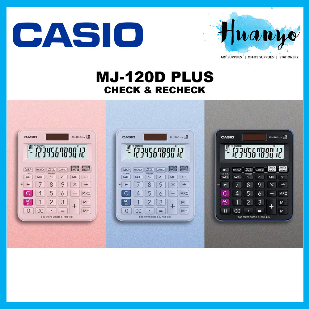 Casio MJ-120D Plus Calculator 12 Digit Check & Recheck 300 steps Mini ...